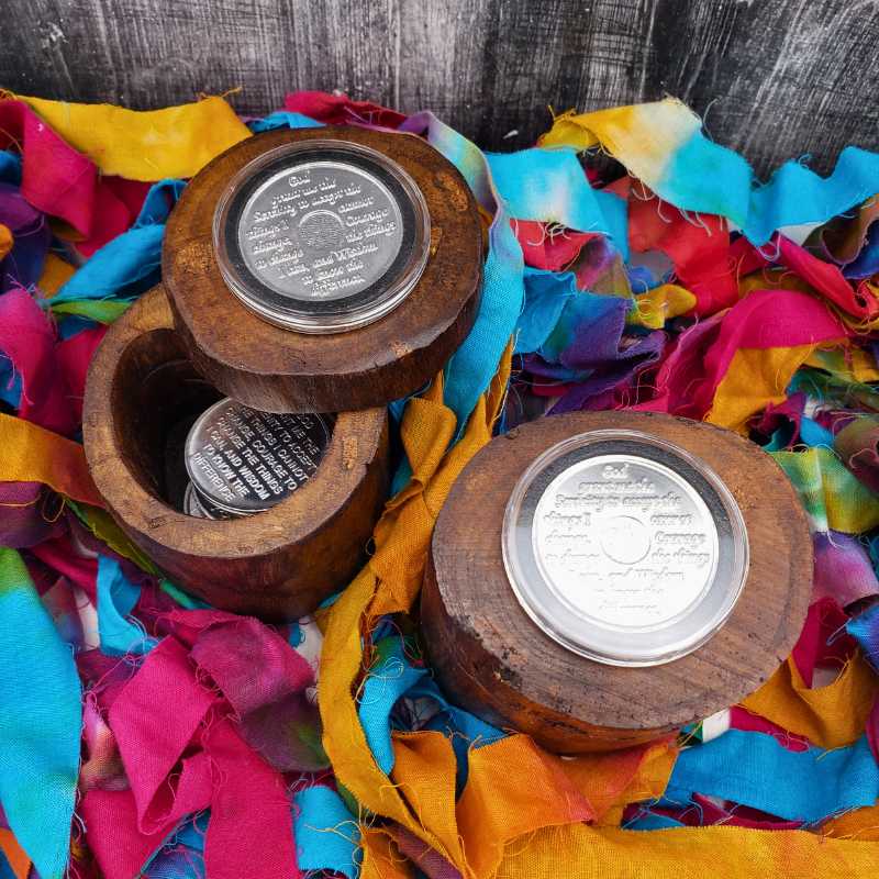 Carved Rustic Swivel Lid Recovery Chip Holder Box | One Sober Gypsy ...