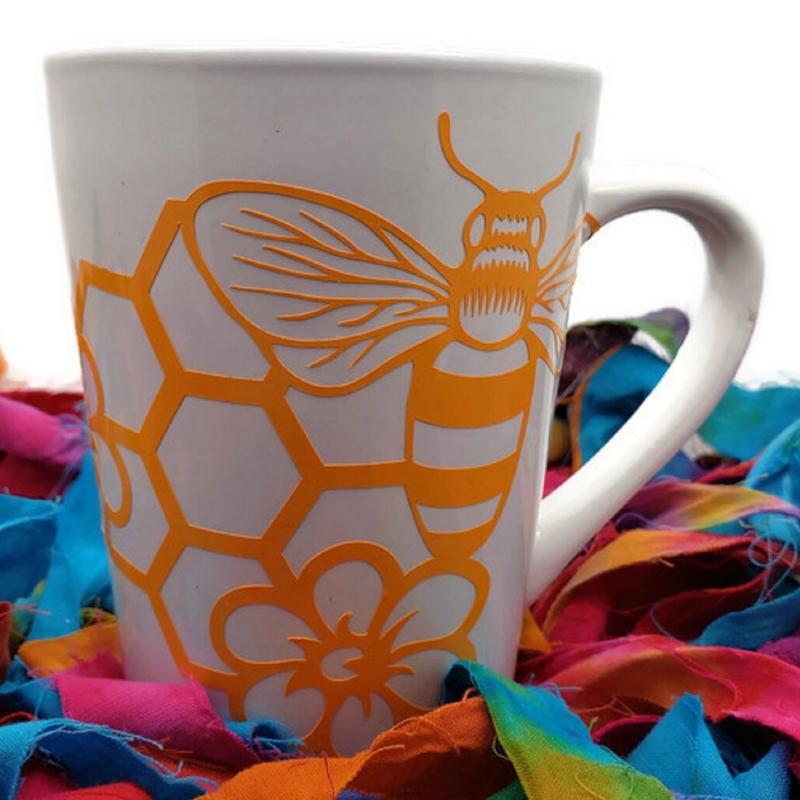 Beekeeper Ceramic Bee and Honeycomb Coffee Mug | Gypsy Shoals Farm