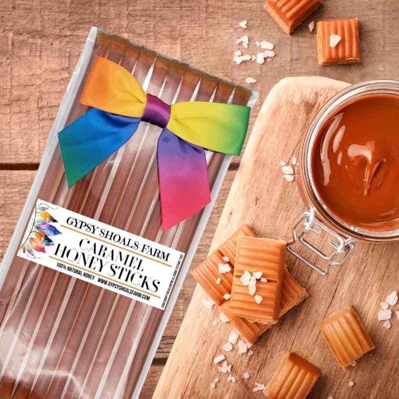 Caramel Infused Honey Sticks | Gypsy Shoals Farm