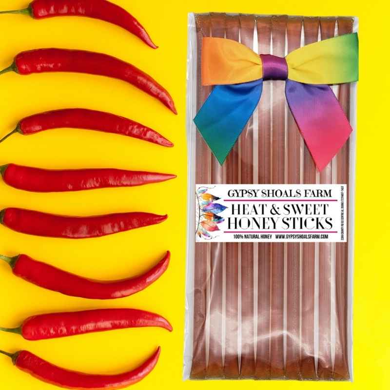 Heat and Sweet Infused Honey Sticks | Gypsy Shoals Farm